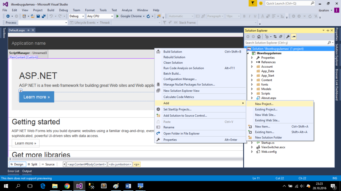 ASP.NET - Web Form - Visual Studio ile Web Proje Geliştirme